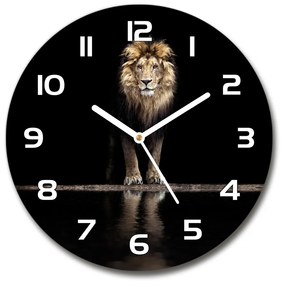 Wallmuralia Skleněné hodiny kulaté Portrét lva fi 30 cm
