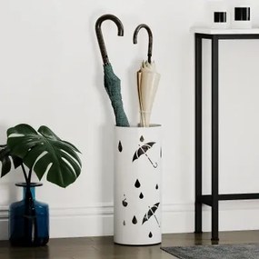 HOMCOM Stojan na deštníky, ocel, tvar sloupu, vyjímatelná spodní přihrádka, Ø17 x 41H cm, bílá