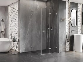 Mexen Lunar-F L, sprchový kout pravý 90 x 90 cm, 8mm čiré sklo, ocelový profil, 836L-090-090-97-00-P