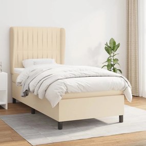 vidaXL Box spring postel s matrací 90x200 cm textil [3128099] Barva: krémová