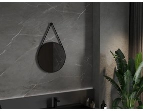 Mexen String, kulaté koupelnové zrcadlo na pásku 50 cm, barva rámu černá matná, 9854-050-050-000-70