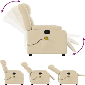 Elektrické masážní polohovací křeslo krémové textil 3205313