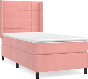 Box spring postel s matrací růžová 90x190 cm samet 3132656