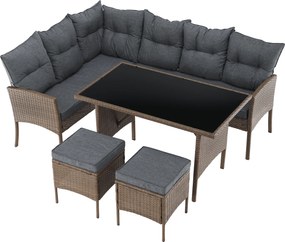 Zahradní ratanový set, přírodní/světle šedá, RANDI
