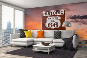 DIMEX | Samolepicí vliesová fototapeta na zeď Historická trasa 66 MA-5-2866 | 375 x 250 cm | bílá, oranžová, šedá