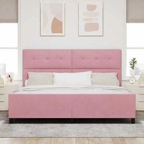 Postel s boxspringem s čelo Růžová 200 x 200 cm samet 3344968