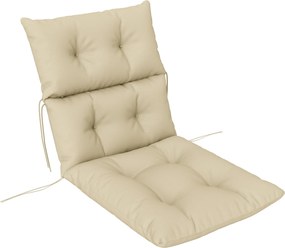 Polstr na židli Outsunny, 115x56 cm s upevňovacími popruhy a opěrkou, 10 cm silná výplň, voděodolný polstr pro domov, zahradu, kancelář, židle, béžový