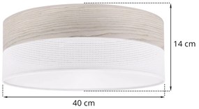 Stropní svítidlo Wood, 1x světle béžová dubová dýha/bílé plastové stínítko, (bílé plexisklo), (fi 40cm)