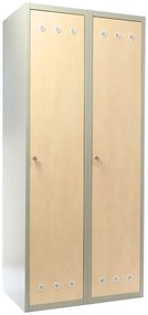 Rauman Kovová šatní skříň s dřevěnými dveřmi, 80 x 50 x 180 cm, cylindrický zámek - javor