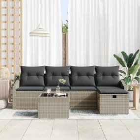 Set pohovek 6 ks Světle šedá polyratan 3359271