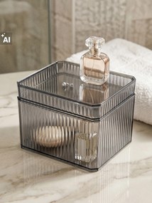 Sinsay - Drážkovaný úložný box s víkem - šedá