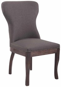 Jídelní židle Windsor ~ látka, dřevěné nohy antik tmavé - Tmavě šedá