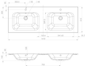 Sapho Sapho, LOREA skříňka 140x46x51, 5cm (70+70cm), dub alabama/bílá matná, LE070-2231-02