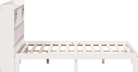 Postel s knihovnou bez matrace bílá 180x200 cm masivní borovice 3322608