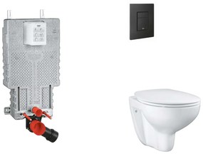 Grohe Uniset - Set předstěnové instalace, klozetu, sedátka SoftClose a tlačítka Even, phantom black SANI15BB5101