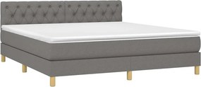 Box spring postel s matrací a LED tmavě šedá 160x200 cm textil 3133966