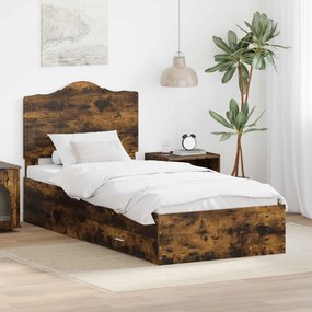Rám postele s čelo Kouřový dub 70 x 190 cm Kompozitní dřevo 3413670