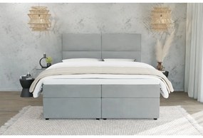 Světle šedá boxspring postel s úložným prostorem 200x200 cm Rico – Ropez