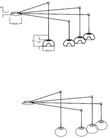 Fabas 3755-48-365 Brena, závěsné svítidlo z jantarového skla, 3x10W LED 2700/3000/4000K krokové stmívání, délka 105cm