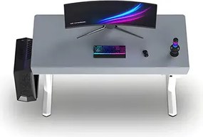 ULTRADESK Quest bílá šedá / Herní stůl / 140 x 70 cm / 72-120 cm / ele