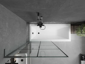 Mexen Next L, 1-křídlová vanová zástěna 90 x 150 cm, 6mm čiré sklo-černý vzor, ​​grafitový profil, 895-090-000-03-77-95