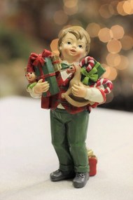 Klasik vánoční figurka chlapec s dárky 12cm