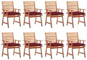 Zahradní jídelní židle 8 ks s poduškami masivní akáciové dřevo,  3078398