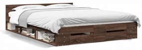Rám postele se zásuvkami hnědý dub 140x190 cm kompozitní dřevo