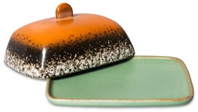 HK living Keramická máslenka 70's Meteor, oranžová barva, keramika