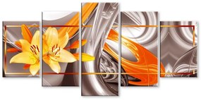 Malvis ® Obraz Abstraktní lilie zlatá Velikost: 200x100 cm