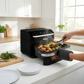 TESLA AirCook DualHeat QD575 XXL - multifunkční duální digitální horkovzdušná fritéza