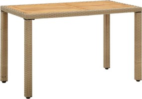 Zahradní stůl béžový 123x60x74 cm polyratan a masivní akácie 316797
