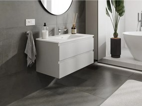 Mexen Orio, koupelnová skříňka 90 cm s umyvadlem Otis, 2 zásuvky, šedá matná/bílá matná, 91A10-09047-2-BFF62-W18M01