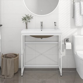 Koupelnový rám s vestavěným umyvadlem bílý železo 3101387