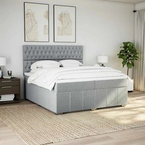 Box spring postel s matrací světle šedá 200 x 200 cm textil 3294082