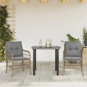 3dílný bistro set s poduškami mix béžové polyratan 3212159