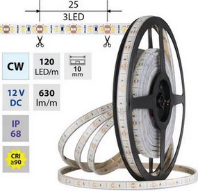 LED pásek McLED 12V studená bílá š=10mm IP68 9,6W/m 120LED/m SMD2835 ML-121.866.60.0