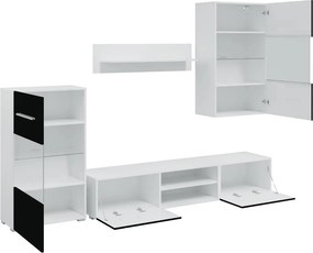 Pětidílná obývací stěna s LED osvětlením černá 243864