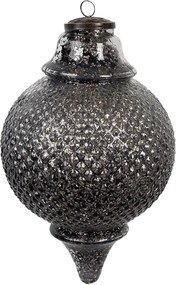 Granitová skleněná vánoční ozdoba špičatá baňka M - 16*27 cm