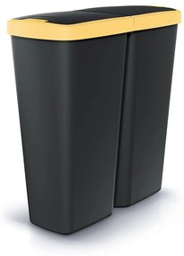 Odpadkový koš DUO černý, 50 l, žlutá / černá