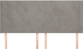 Čelo postele typu ušák světle šedé 203x16x118/128 cm samet 3119366