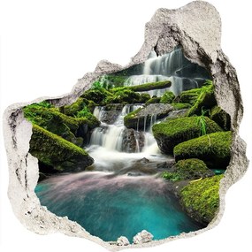 Wallmuralia Nálepka 3D díra samolepící Vodopád v pralese 75x75 cm