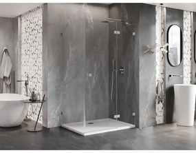 Mexen Lunar, pravostranný výklopný sprchový kout 85 x 80 cm, 8mm čiré sklo, ocelový profil, 834-085-080-97-00-P