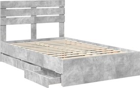 Rám postele s čelo Betonově šedá 135 x 190 cm Inženýrské dřevo 3411511