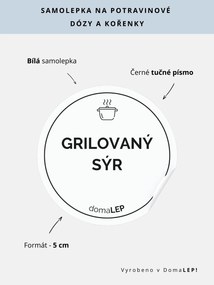 Samolepka na kořenky GRILOVANÝ SÝR bílá 5 cm tučné písmo