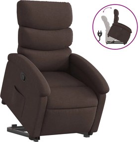Zvedací polohovací křeslo tmavě hnědé textil 3203983