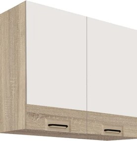 Horní dvoudveřová kuchyňská skřínka Favorit 43G-80 Barva dvířek: Bílý lesk, Zvolte korpus: Dub sonoma