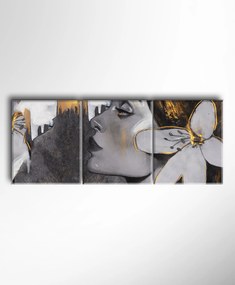 Malvis ® Obraz Malovaný obličej ženy ROZMĚR (šířka x výška): třídílný obdélník 90x60 cm