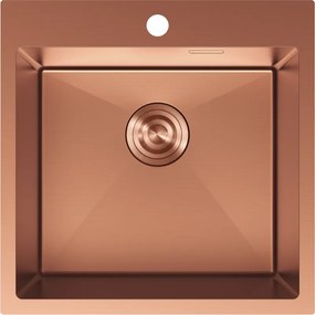 Mexen Solix, 1-komorový nerezový dřez 500 x 500 mm, broušená měď, 6407501000-65