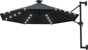 vidaXL Nástěnný slunečník s LED světly a kovovou tyčí 300 cm [312524] Barva: antracitová